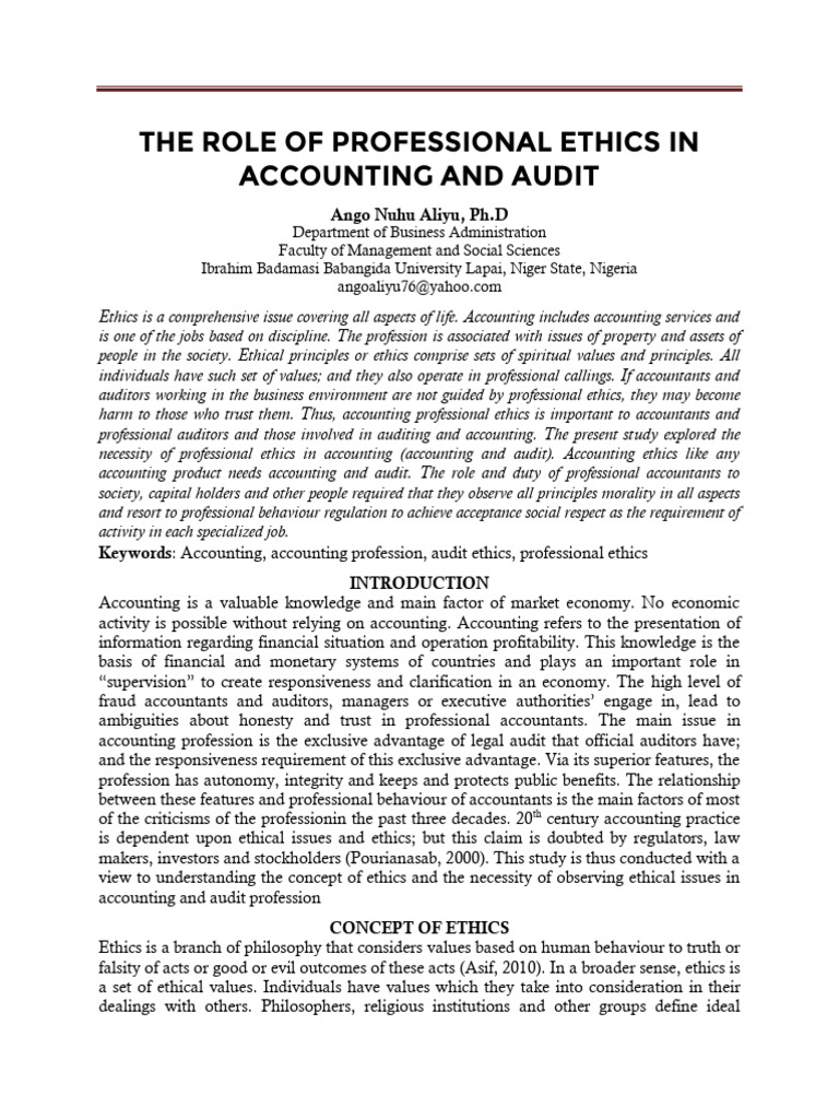 Importance of Ethics in Accounting | PDF | Accounting | Audit