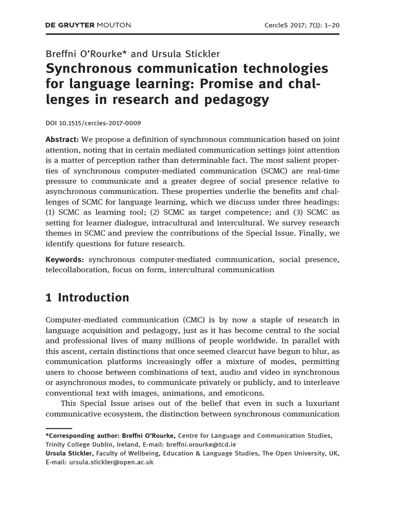 4 9 Synchronous Communication Technologies For Language Learning Promise And Challenges In