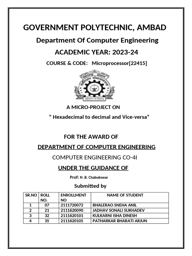 MIC microproject. docx | PDF | Computer Architecture | Computing