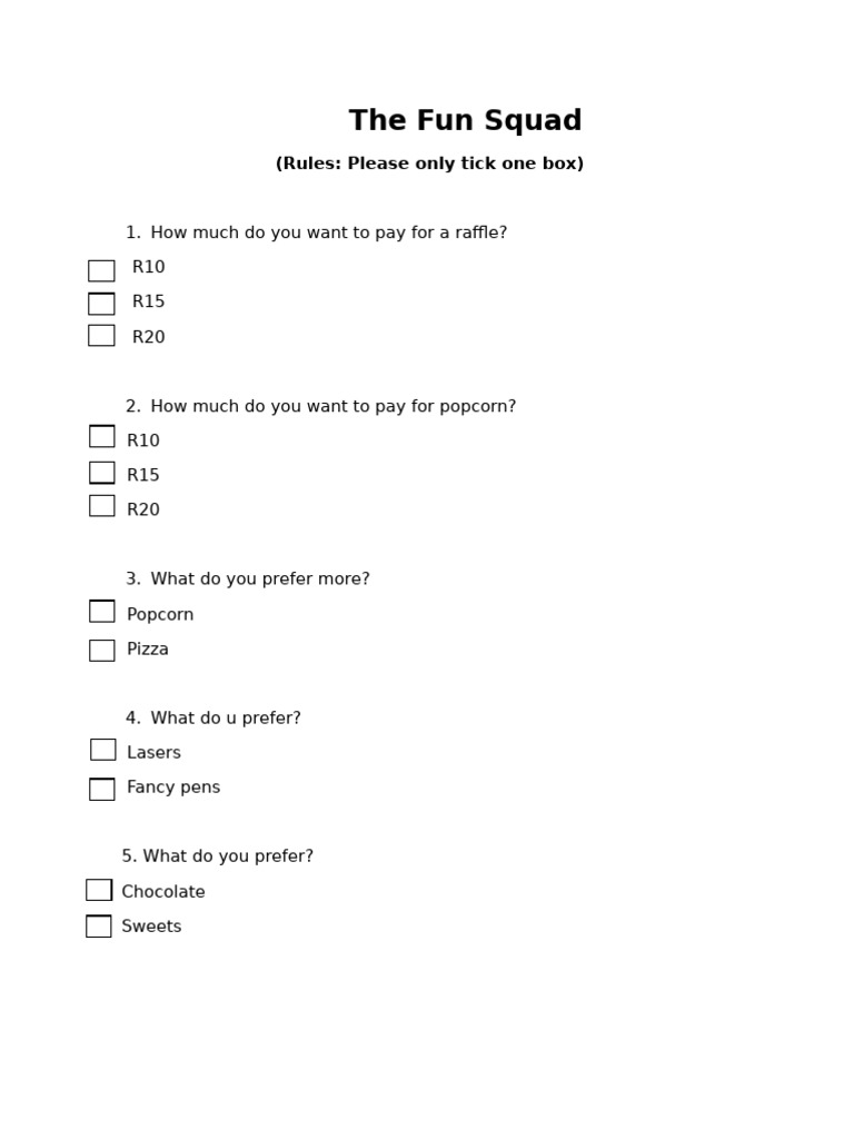 The Fun Squad: 1. How Much Do You Want To Pay For A Raffle? R10 R15 R20 ...