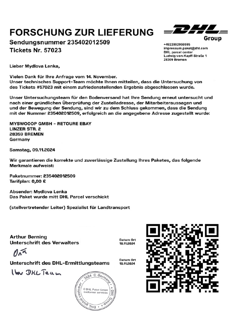 Investigation DHL | PDF