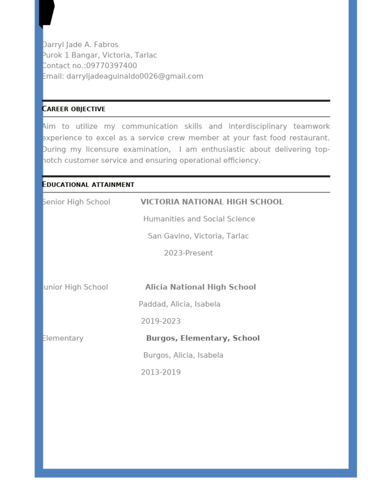 Darryl Fabros (Resume) | PDF | Career & Growth