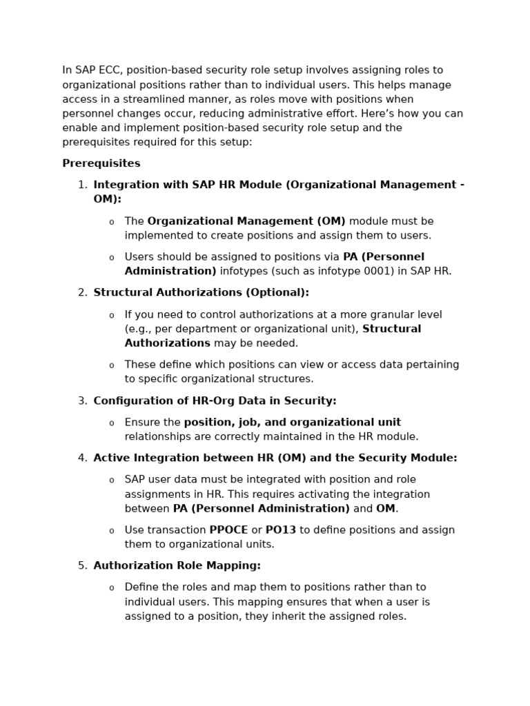 Position-Based Role Mapping in SAP | PDF | Computer Engineering | Computing