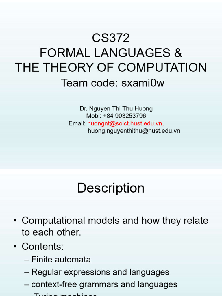 CS372 Formal Languages & The Theory of Computation | PDF | Automata ...