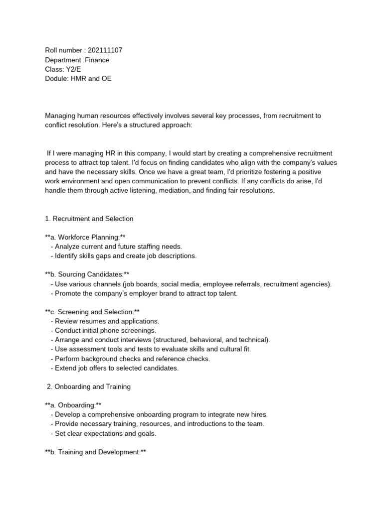 202111107department Finance Class Y2 Module HMR and | PDF | Recruitment ...