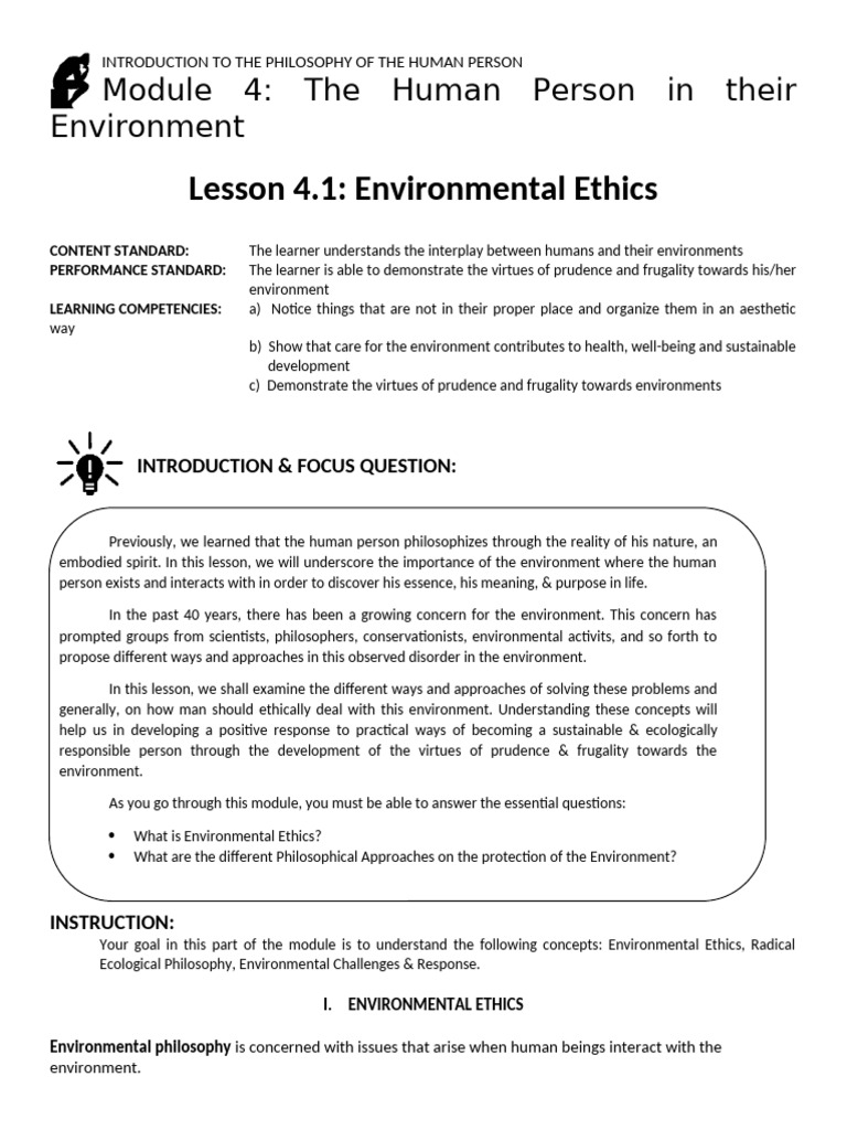 Environmental Ethics and Human Interaction | PDF | Environmental Ethics