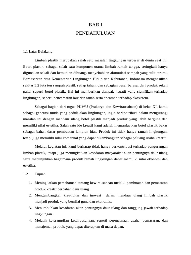 Proposal Pkwu (Lampion) ) | PDF