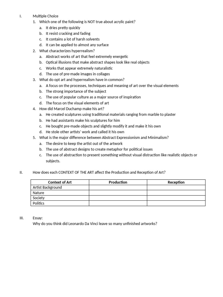 Periodic Exam | PDF | Abstract Art | Works Of Art