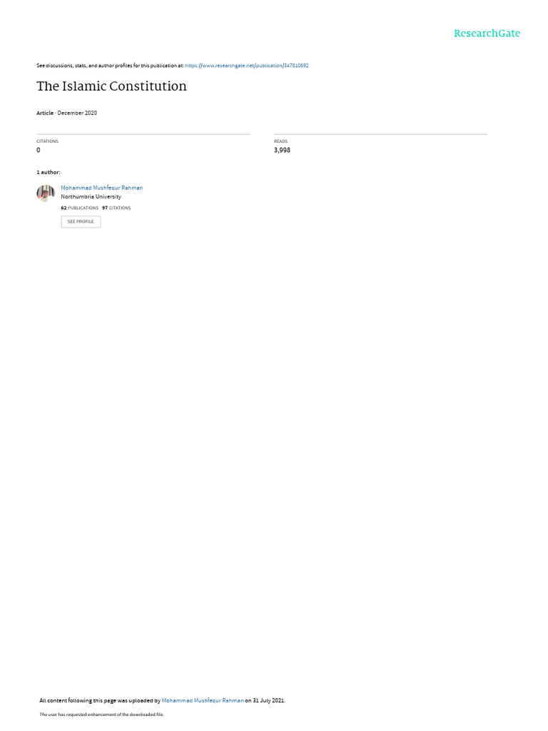 Islamic Constitution | PDF | Sharia | Shura