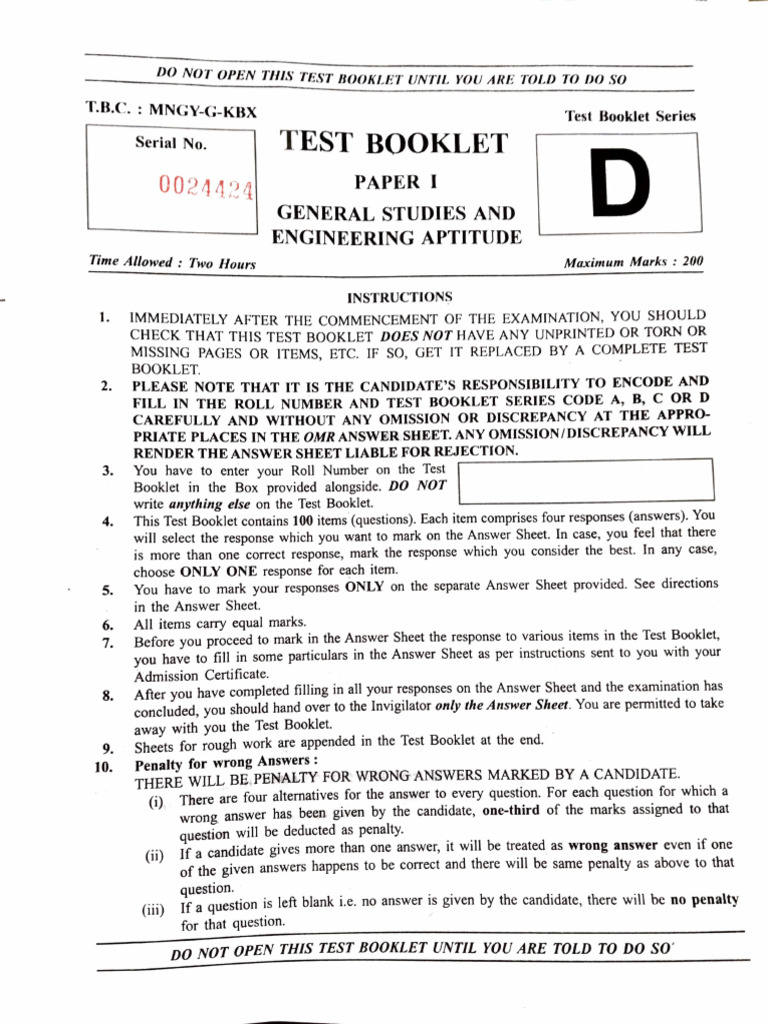 General Studies & Engineering Test | PDF