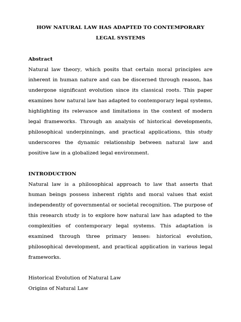 Adapting Natural Law to Modern Legal Systems | PDF | Natural Law ...