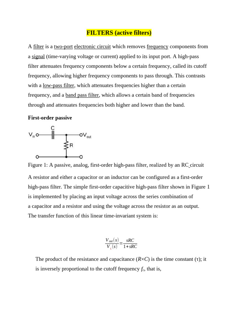 FILTERS | PDF | Operational Amplifier | Amplifier