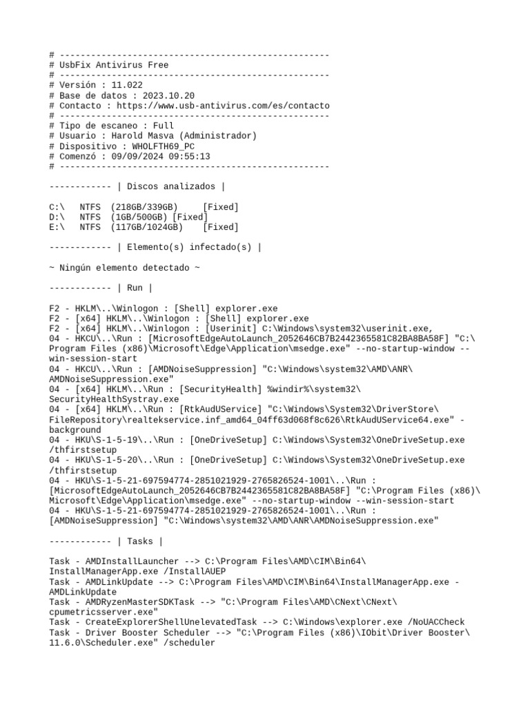 UsbFix Report | PDF | Registro de Windows | Tecnología de sistema operativo