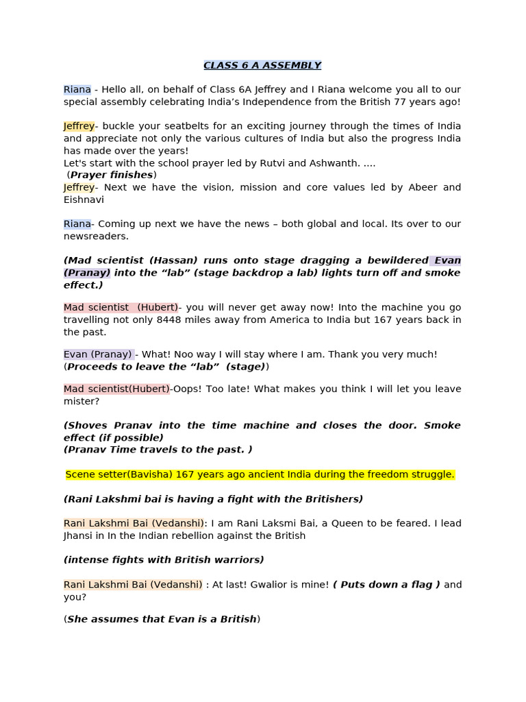 Final Draft - 6A Assembly Skit | PDF