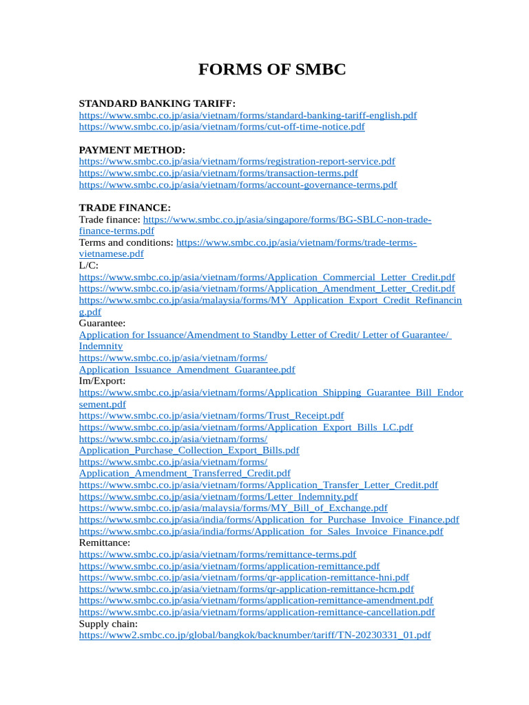 FORMS OF SMBC | PDF | Service Industries | Money