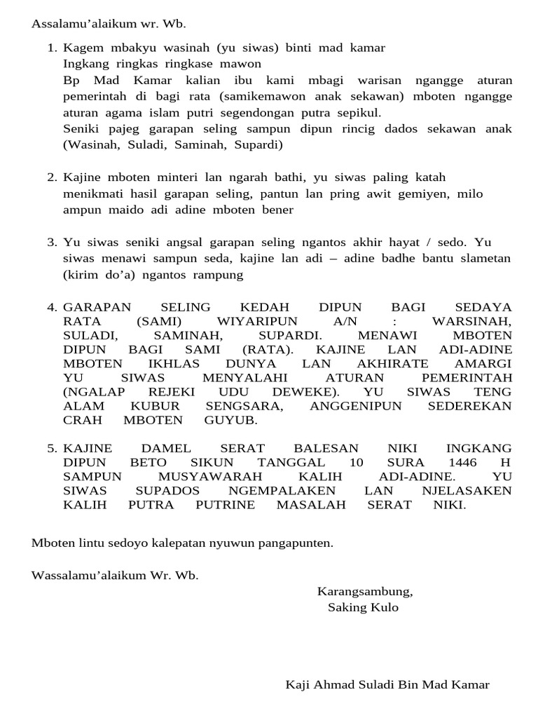 Surat Suladi Madkarman | PDF