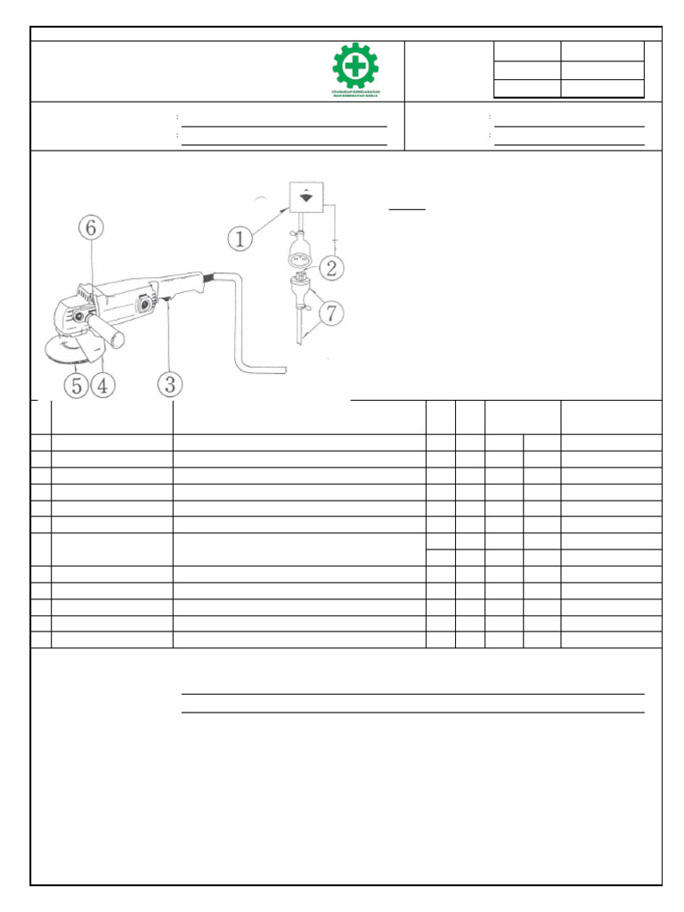 Form Checklist Inspeksi Gerinda Tangan | PDF