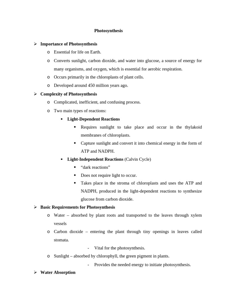 Photosynthesis Notes | PDF