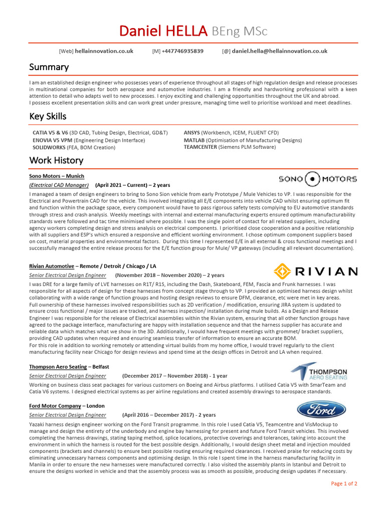 Daniel Hella: Beng MSC | PDF | Computer Aided Design