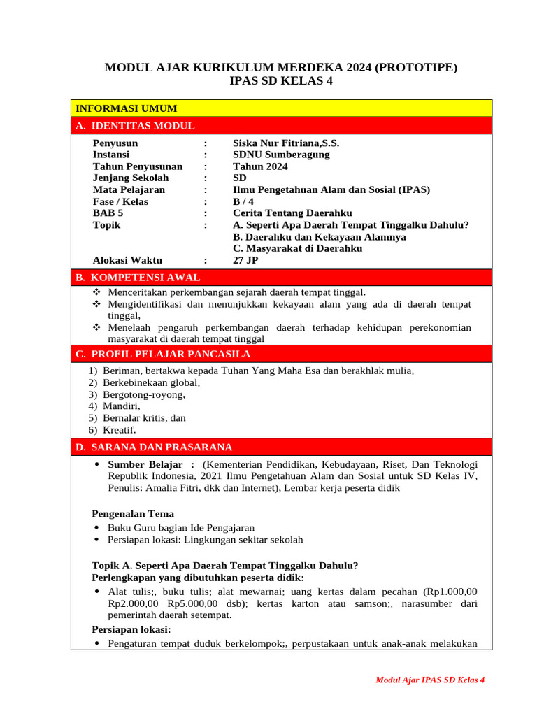 Modul Ajar IPAS BAB 5 KELAS 4 | PDF | Kajian Bahasa Asing