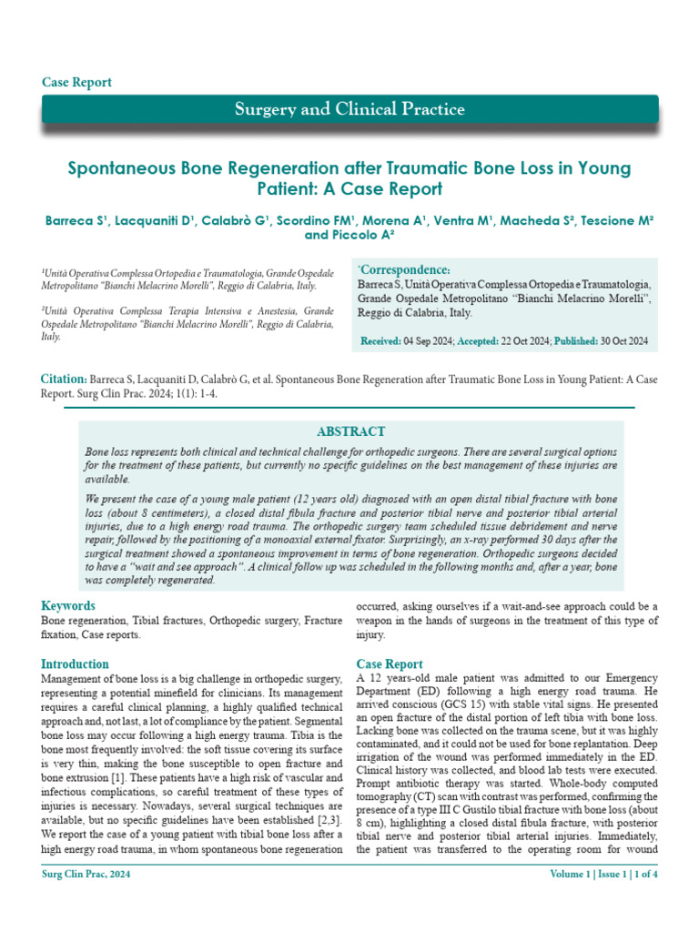 Young Patient Bone Regeneration | PDF | Musculoskeletal System | Causes ...