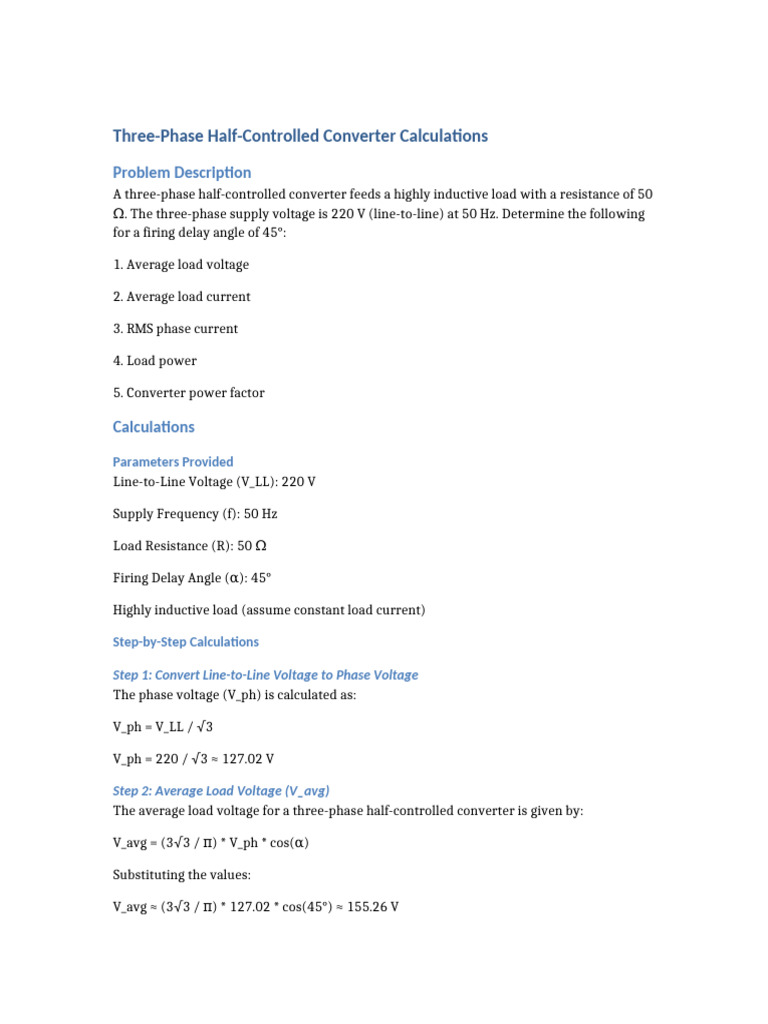 Three Phase Half Controlled Converter | PDF | Science & Mathematics