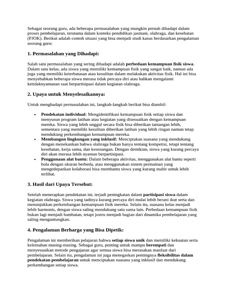 Studi Kasus PPG Pjok | PDF