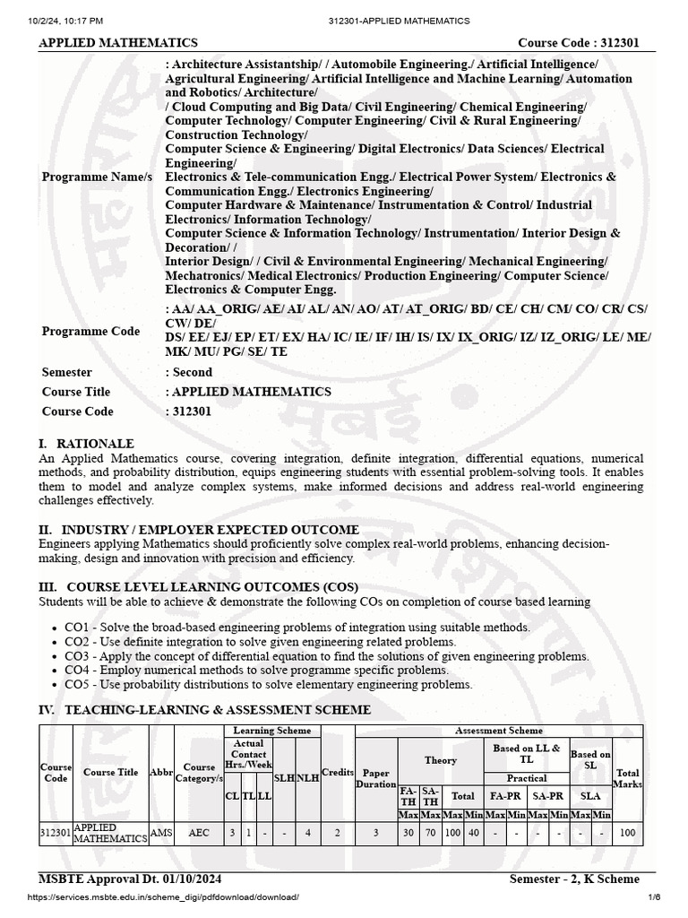 Applied Mathematics | PDF | Equations | Integral