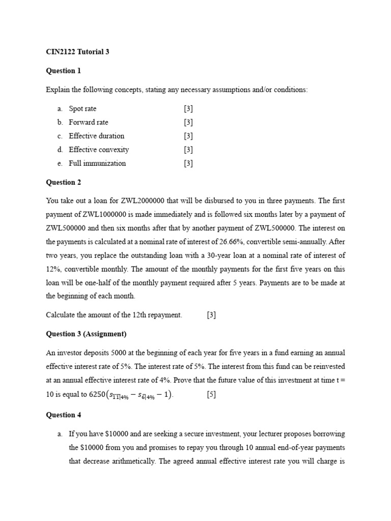CIN2122 Tutorial 3 | PDF | Interest | Loans