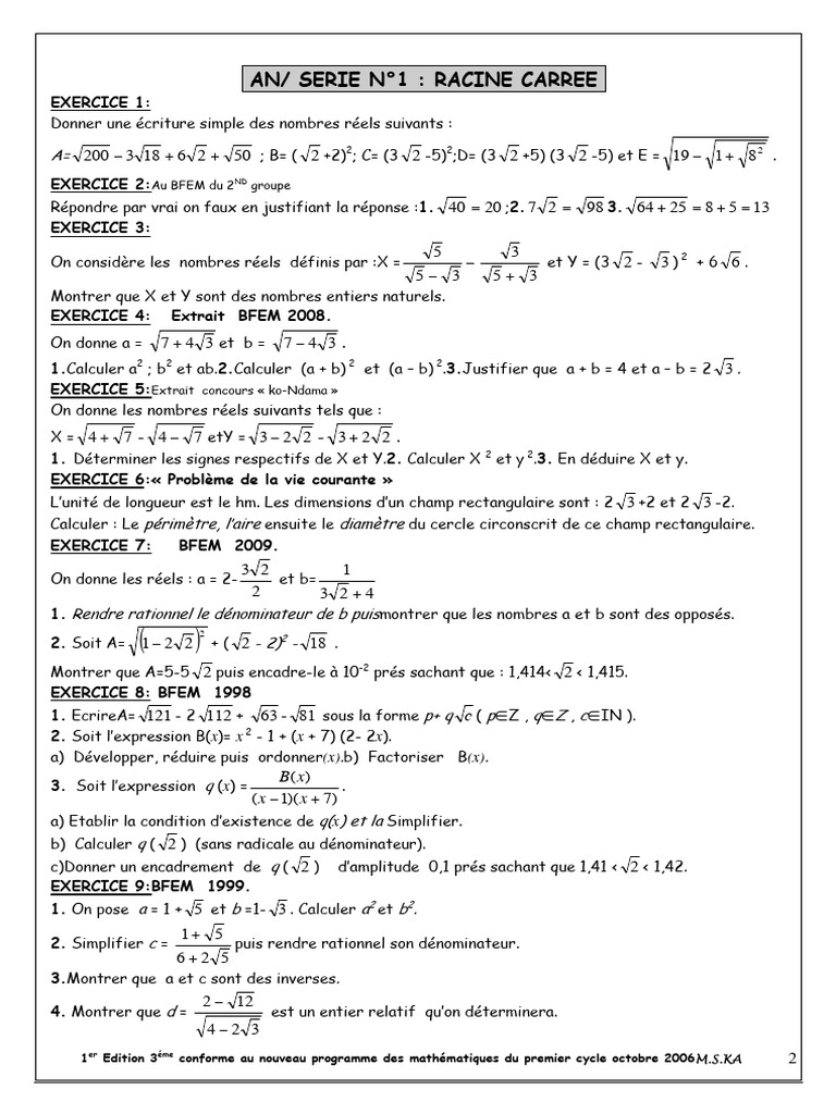 TD1 Racine Carre | PDF