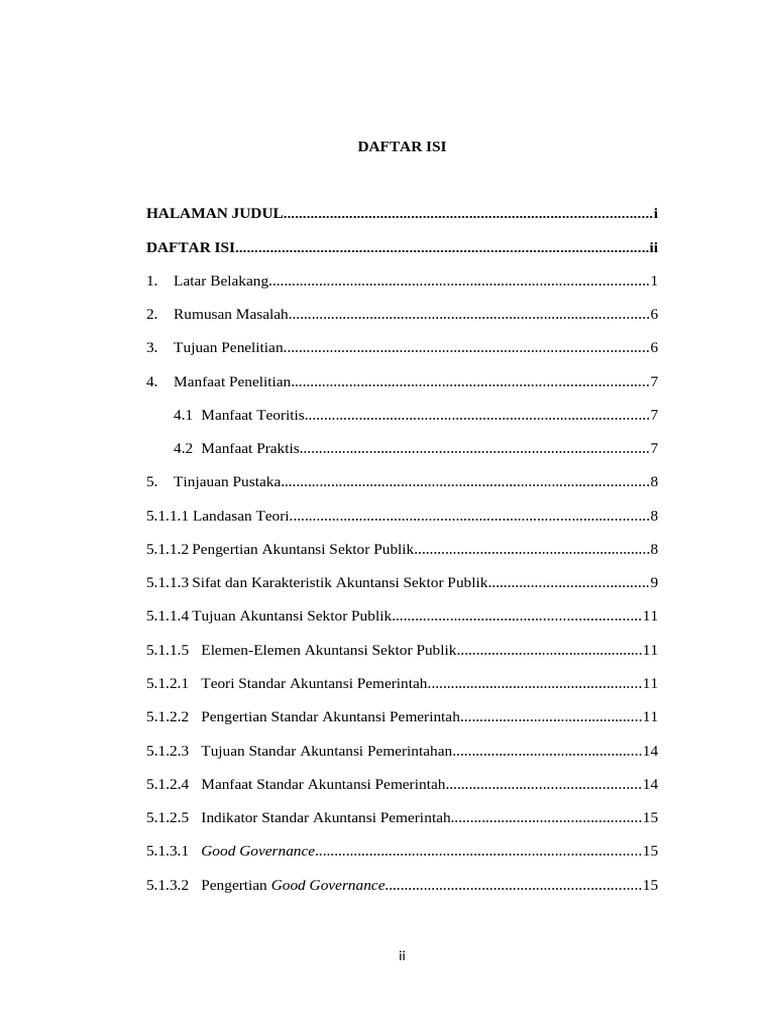 DAFTAR ISI PROPOSAL Acc | PDF