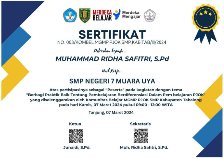 Sertifikat Ridha | PDF