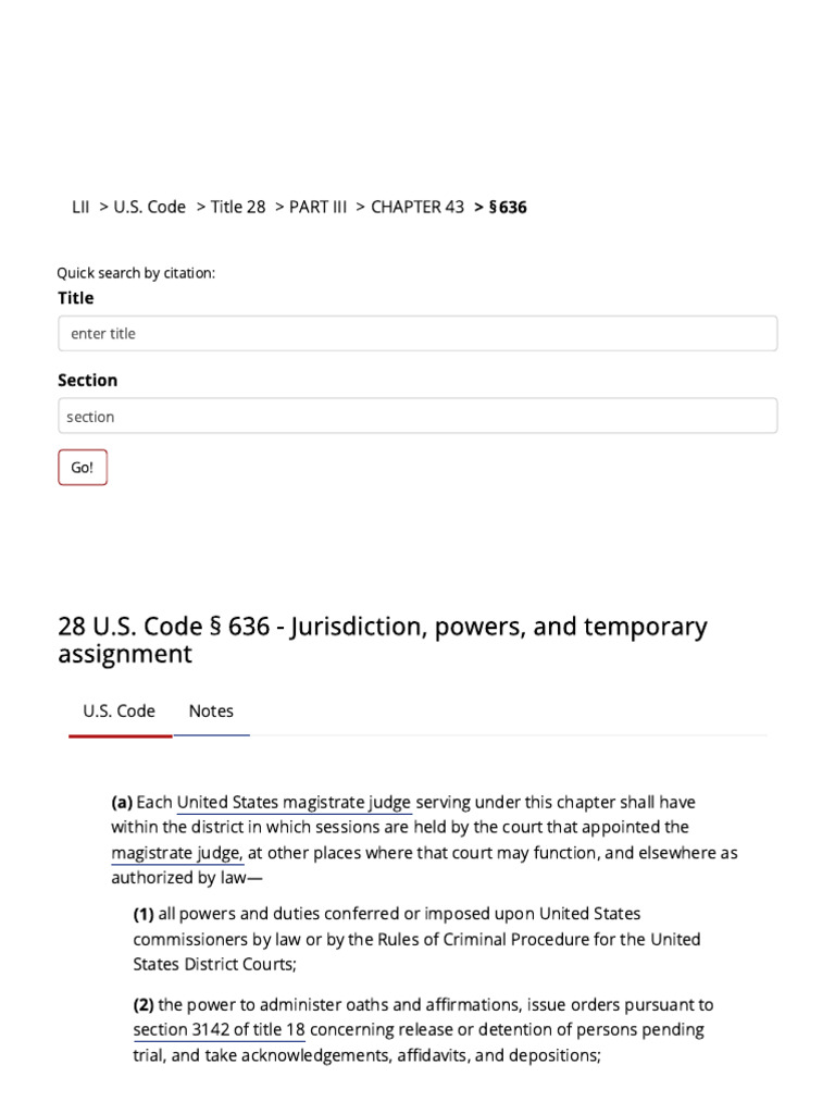 28 U.S. Code 636 - Jurisdiction, Powers, and Temporary Assignment | PDF ...