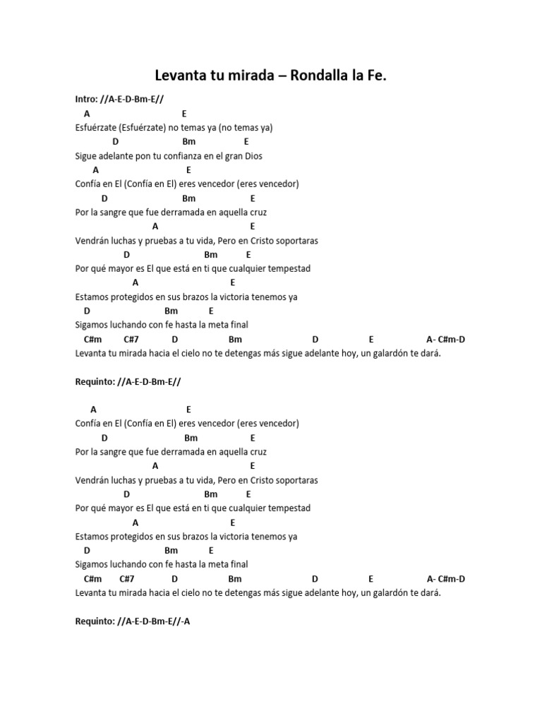Levanta tu mirada - Rondalla la Fe | PDF