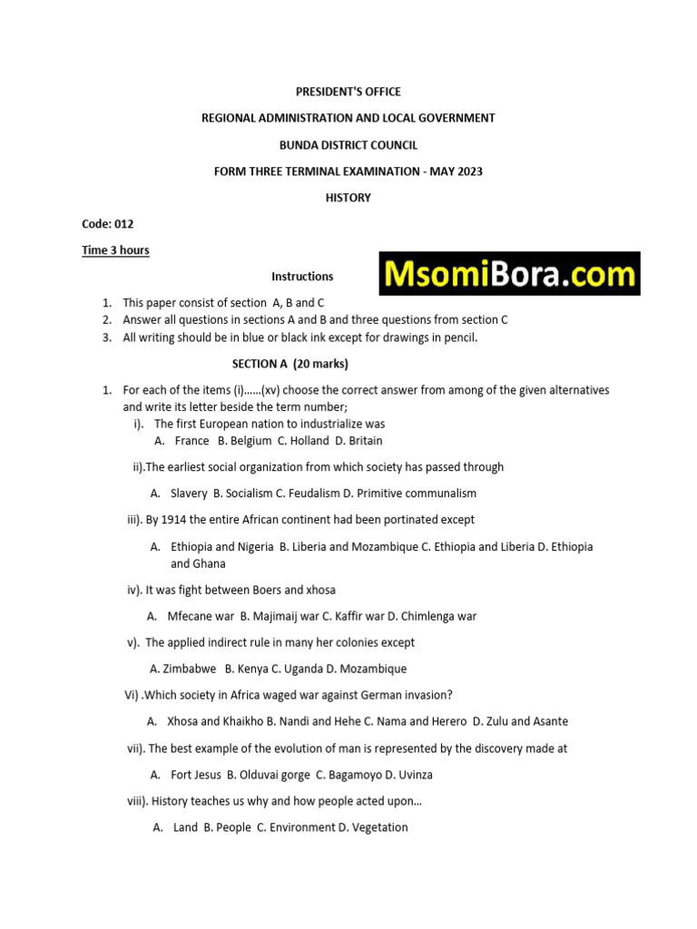 History - Solved Exam | PDF | East Africa | Slavery