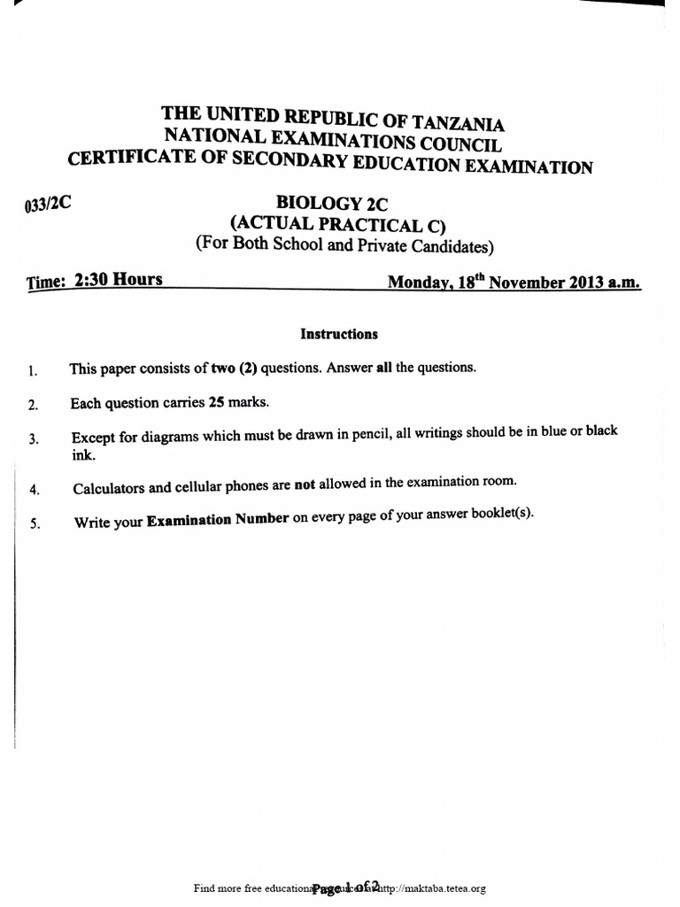 Biology 2C - F4 - 2013 | PDF | Religion & Spirituality