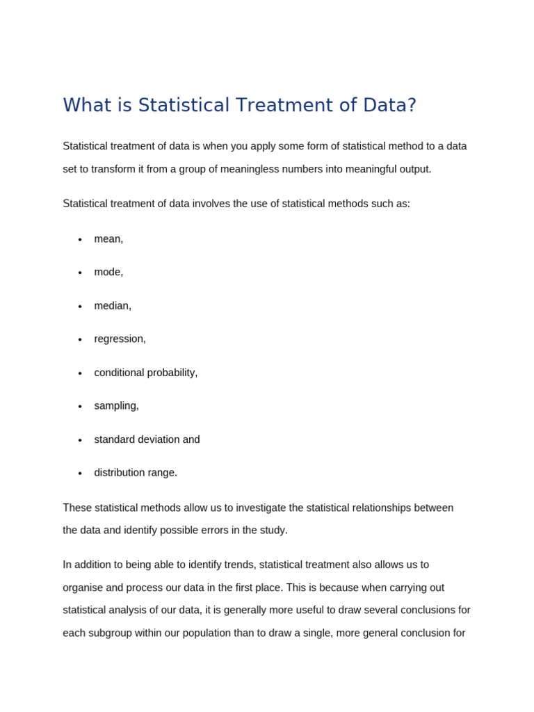 Statistical Treatment of Data | PDF | Statistics | Type I And Type Ii ...