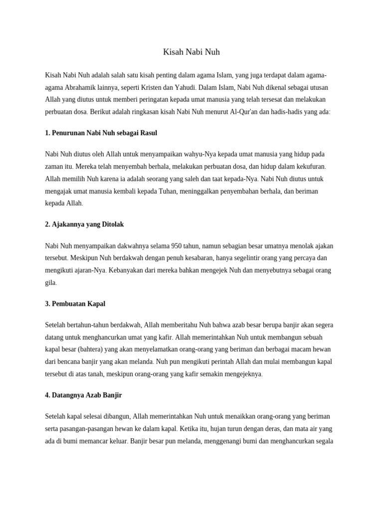 Kisah Nabi Nuh | PDF