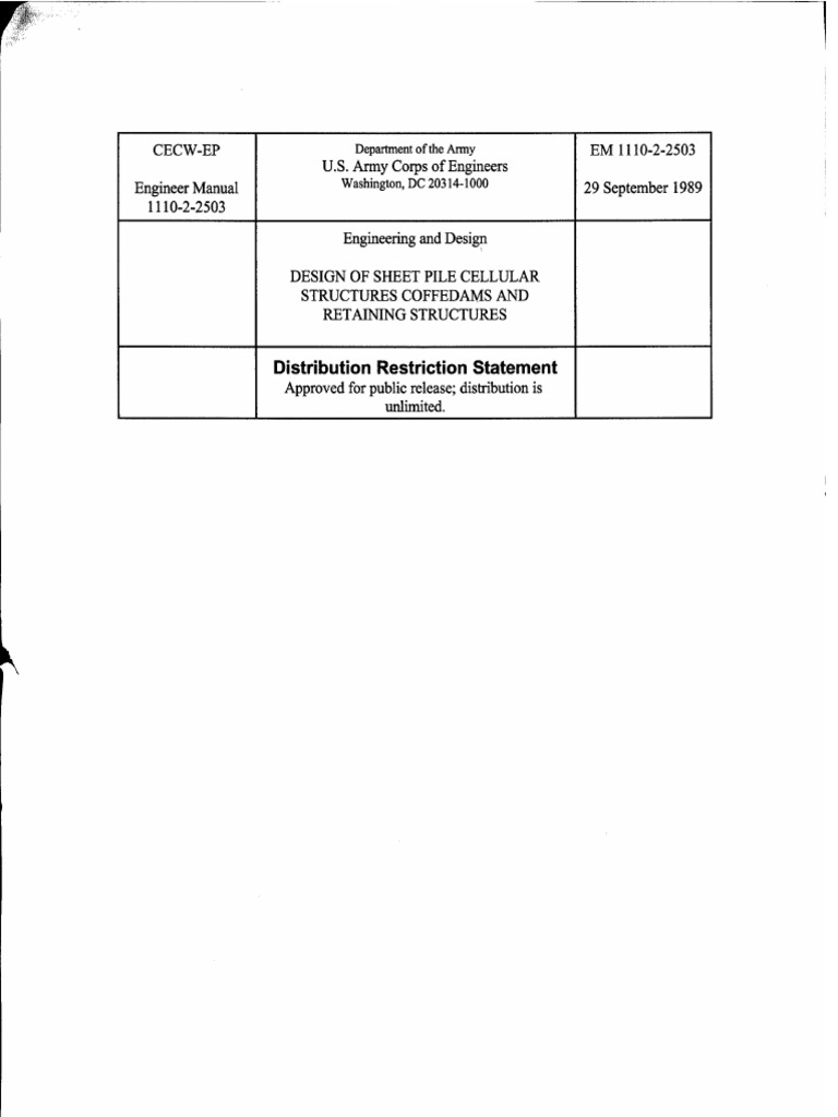 USACE 1989 - Design of Sheet Pile Celular Structures Cofferdams and ...