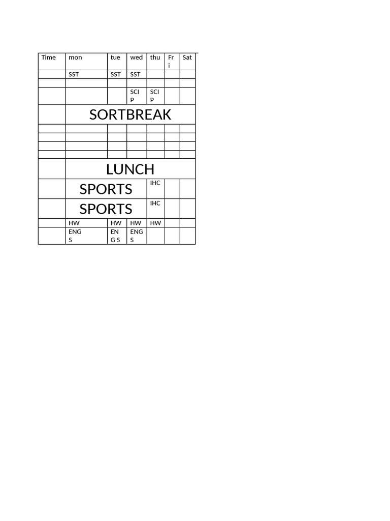 Time Table of Class 9a | PDF