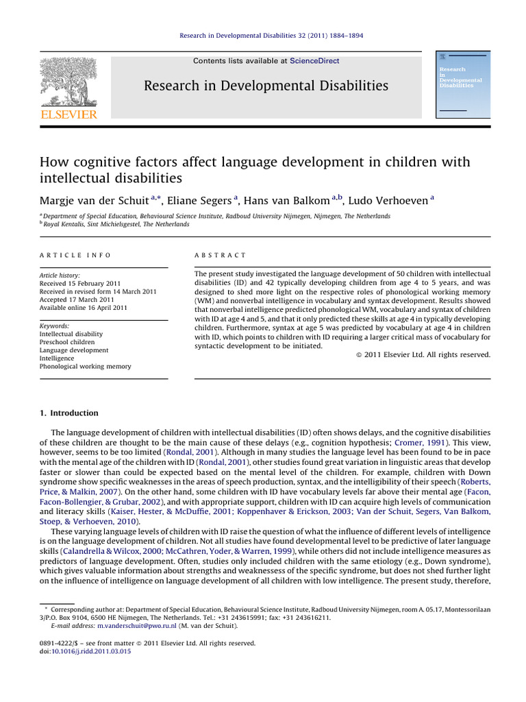 Cognitive Factors in Language Development for ID | PDF | Word | Child ...