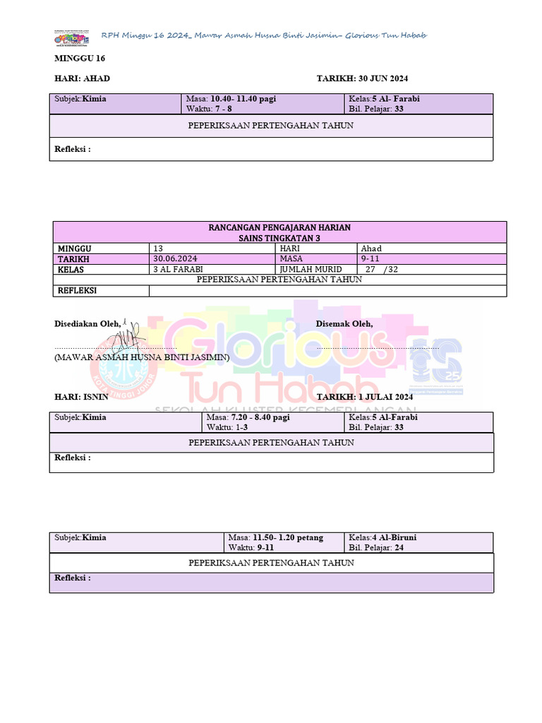 Mawar Asmah Husna M16 | PDF | Sains & Matematika