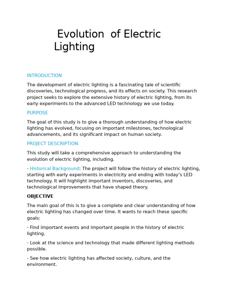 History of Electric Lighting Evolution | PDF | Lighting | Science