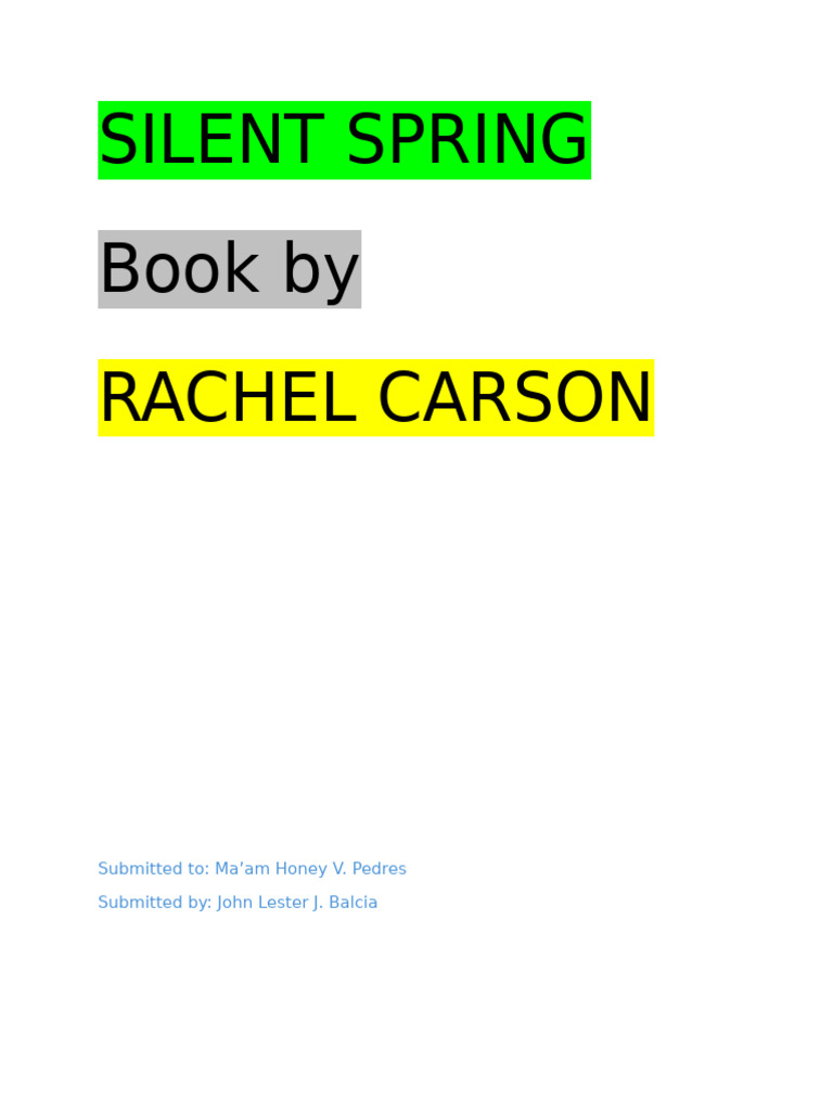 Rachel carson | PDF | Soil | Radioactive Contamination