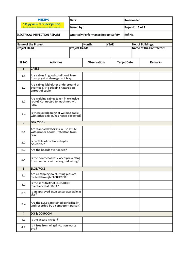 Electrical Inspection Report | PDF | Electrical Wiring | Electrical ...