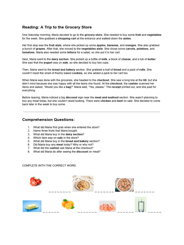 Grocery Shopping with Maria | PDF