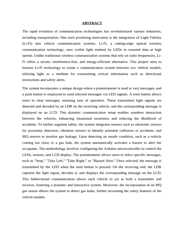 LIFI VEHICLE PROJECT-1 | PDF | Power Supply | Arduino