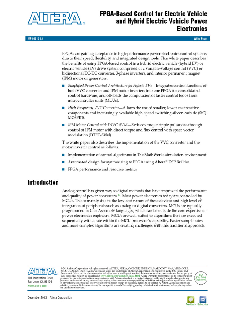 03 Fpga Based Control For Electric Vehicle Pdf Power Electronics Field Programmable Gate Array