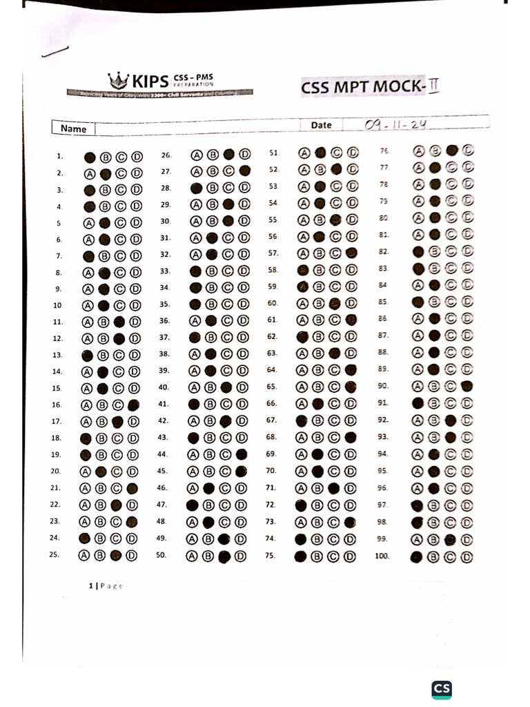 CSS Mock MPT - (Answer Keys) | PDF CSS Mock MPT - (Answer Keys) | PDF