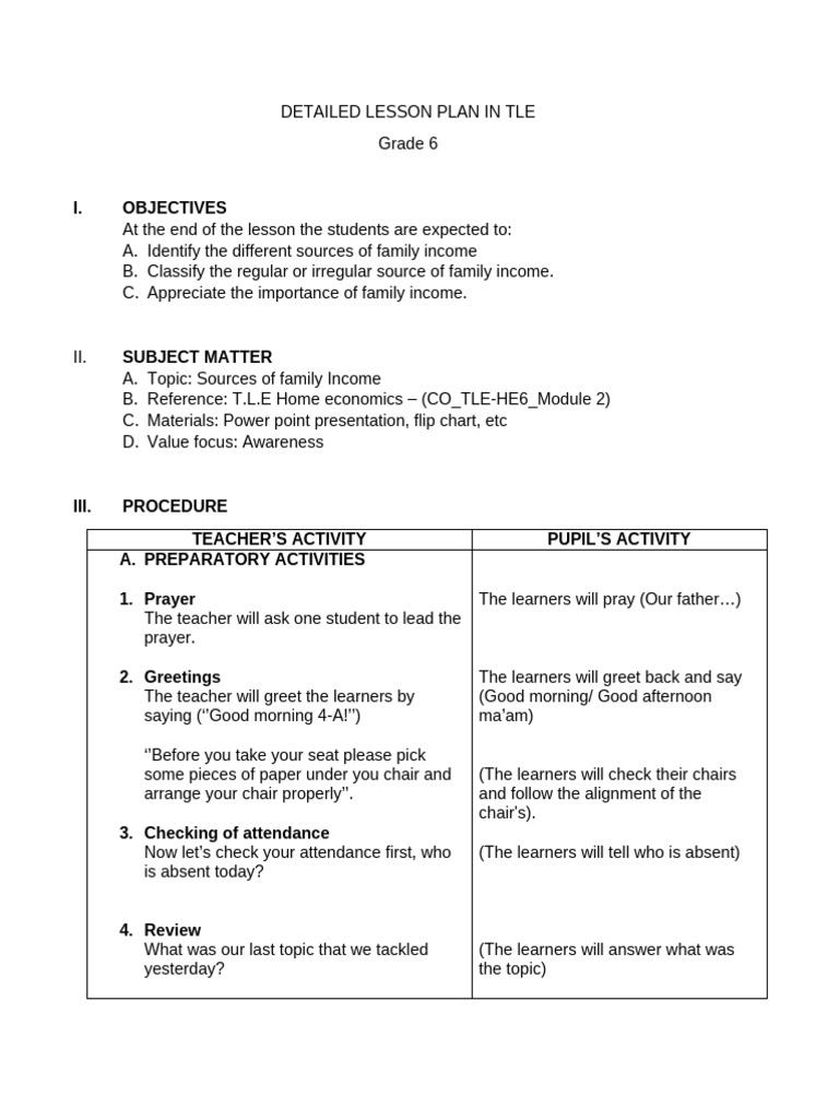 Detailed Lesson Plan in Tle | PDF | Salary | Overtime